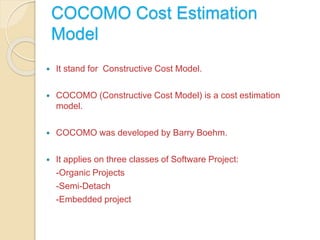 Cocomo ( cot constrictive model) and capability maturity model | PPTX
