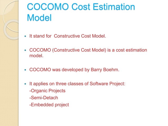 Cocomo ( cot constrictive model) and capability maturity model | PPTX | Computer Software and ...