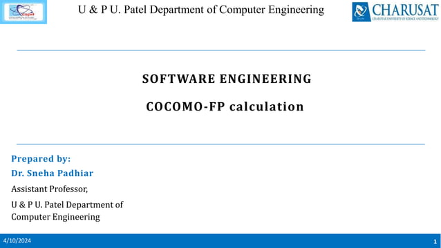 SOFTWARE ESTIMATION COCOMO AND FP CALCULATION | PPTX | Computer Software and Applications ...