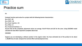COCOMO FP COST ESTIMATION TECHNIQUES:NUMERIC | PPTX