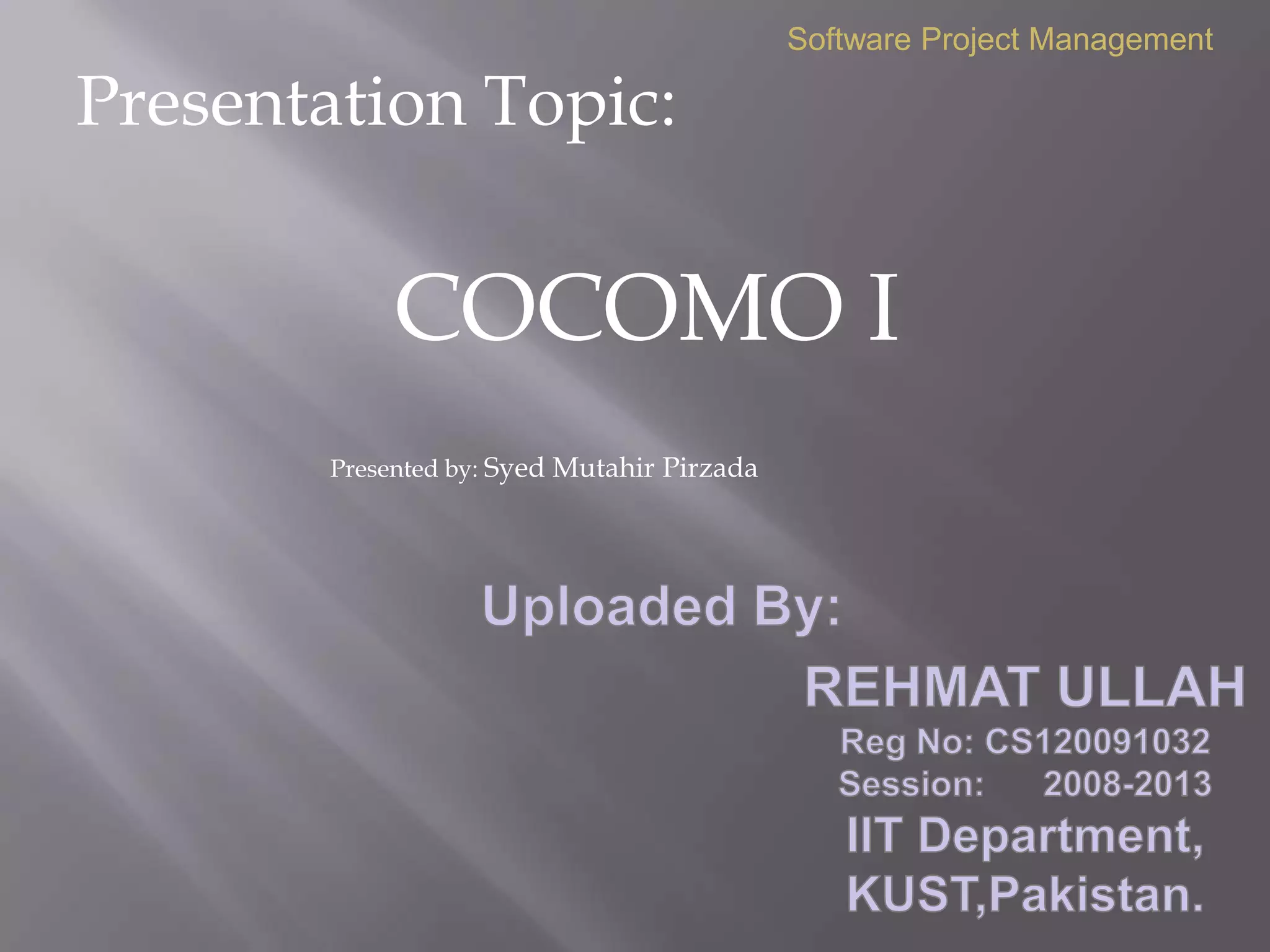 software project management Cocomo model | PPTX