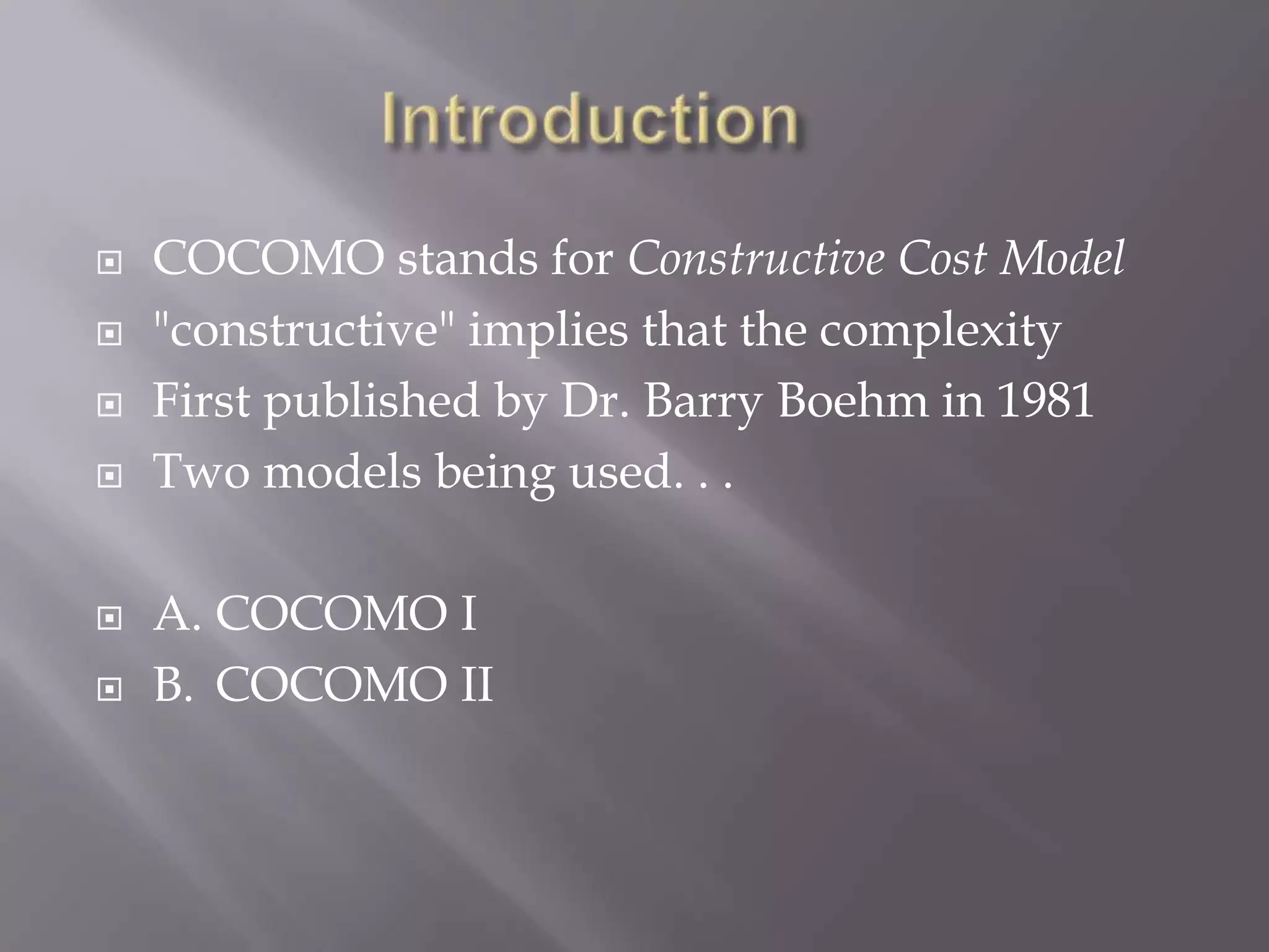 software project management Cocomo model | PPTX