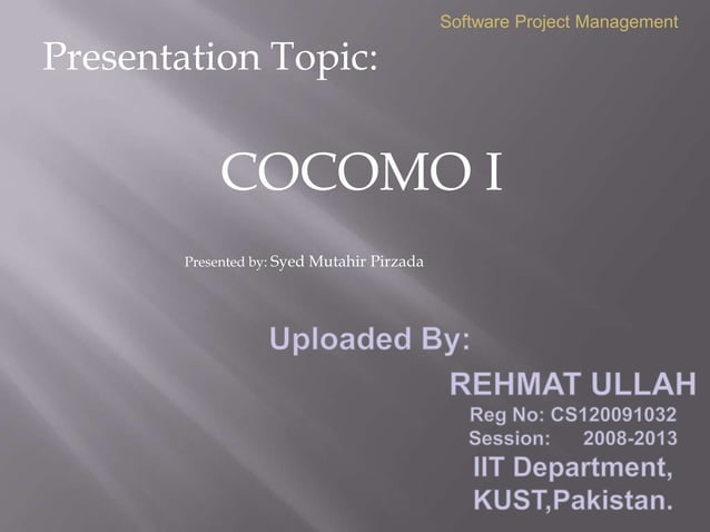 software project management Cocomo model | PPTX