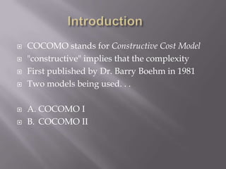 software project management Cocomo model | PPTX