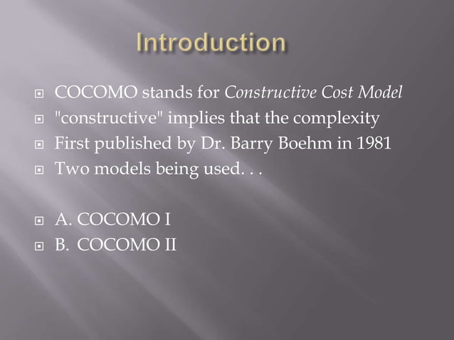 software project management Cocomo model | PPTX