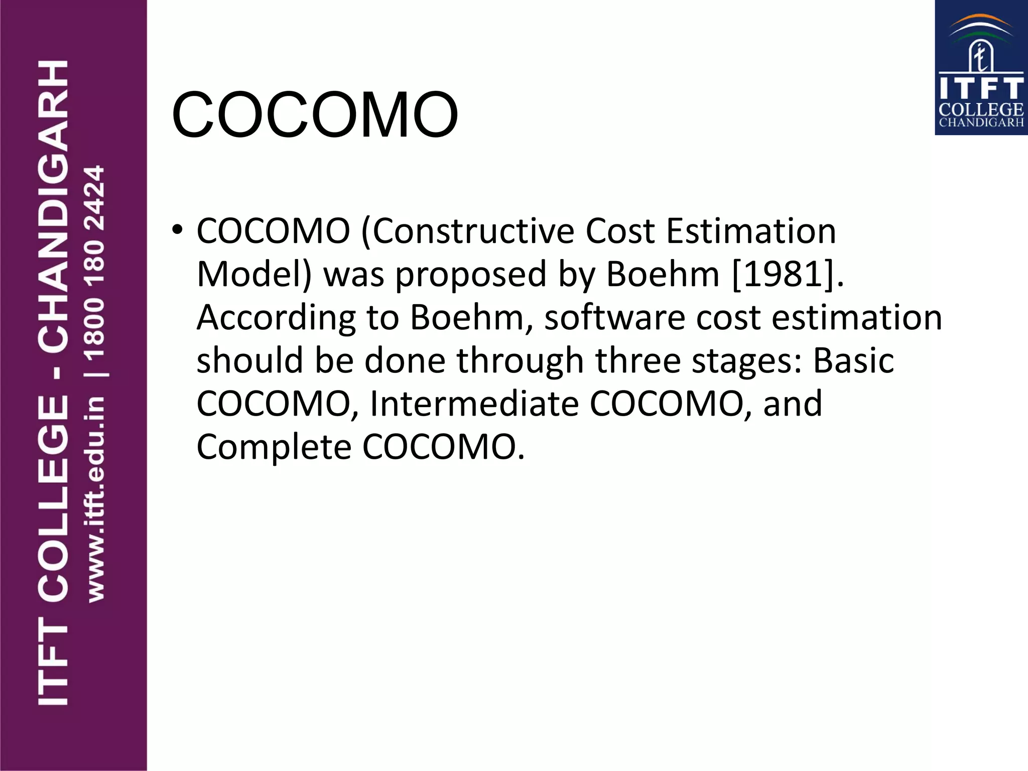 ITFT - Cocomo model | PDF | Computer Software and Applications | Computing
