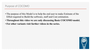 COCOMO model | How to calculate effort, staffing and Duration of Project | PPTX
