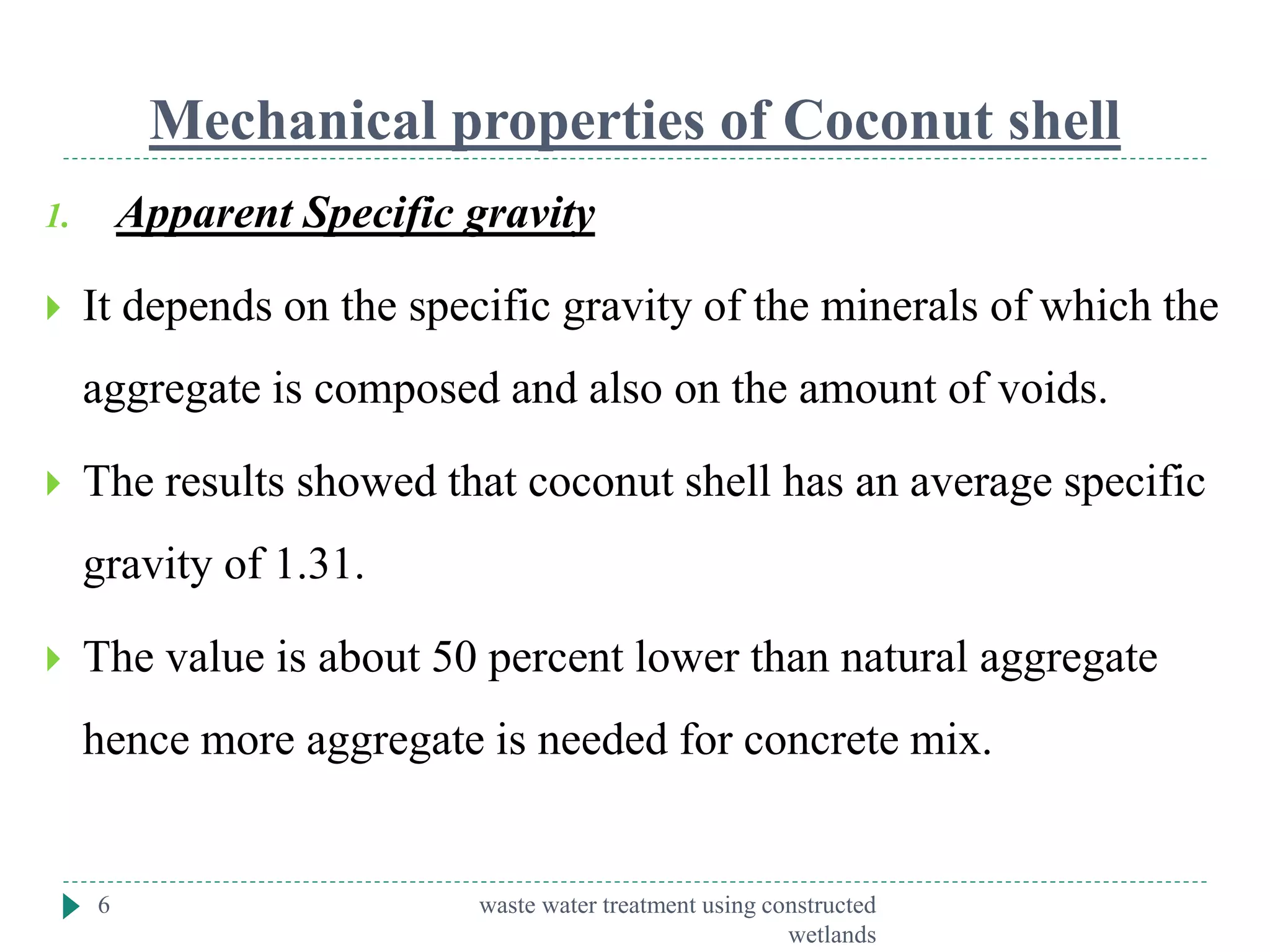Coconut shell as coarse aggregate in the concrete | PPTX