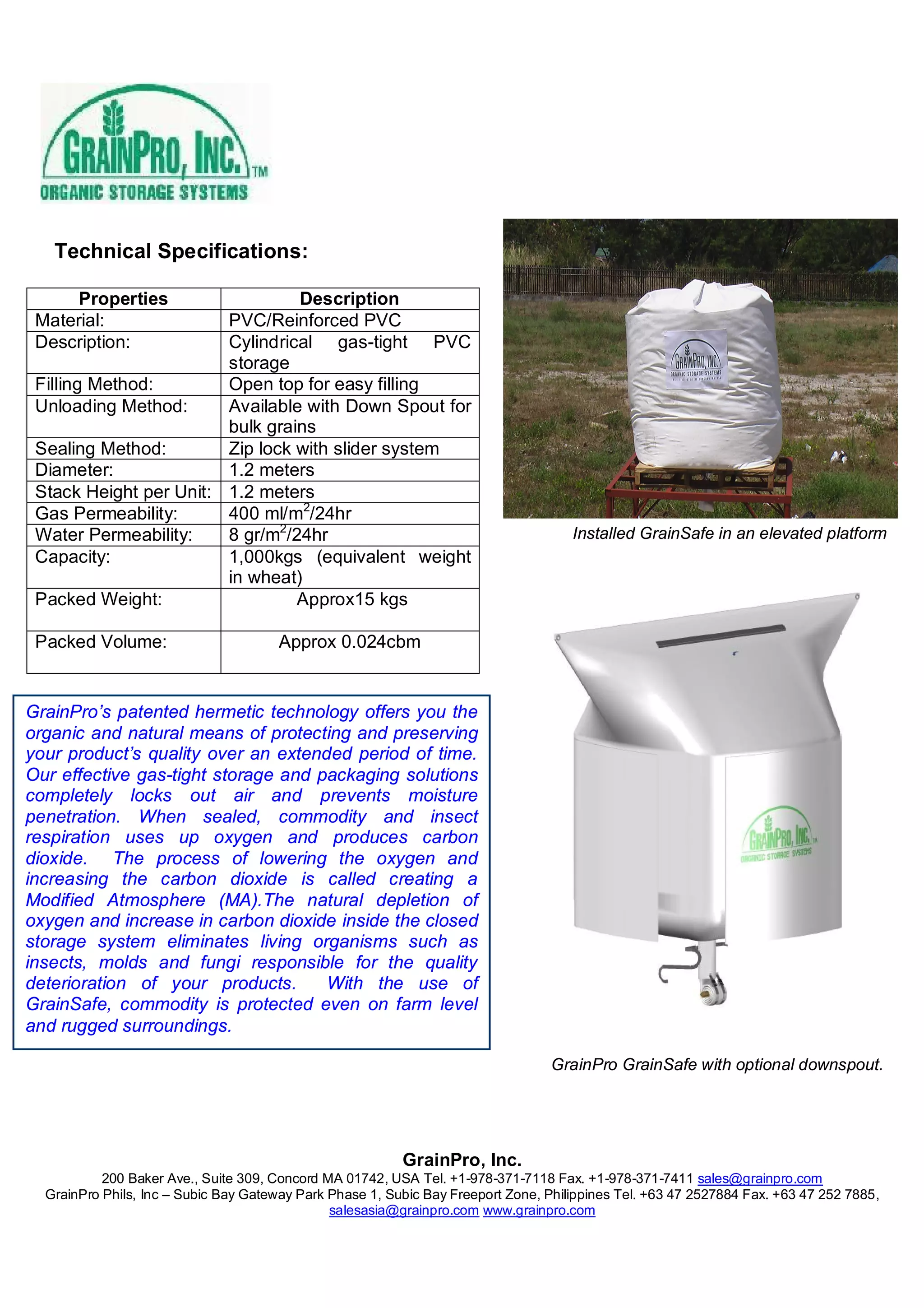 GrainPro: Cocoon 1 MT Grain Safe | PDF