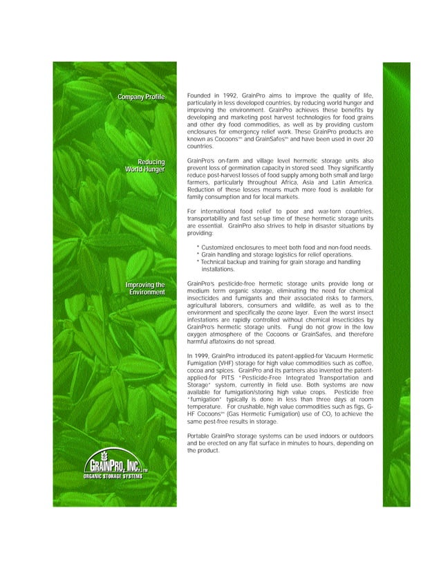 Grainpro Cocoon brochure | PDF | Agriculture | Industries