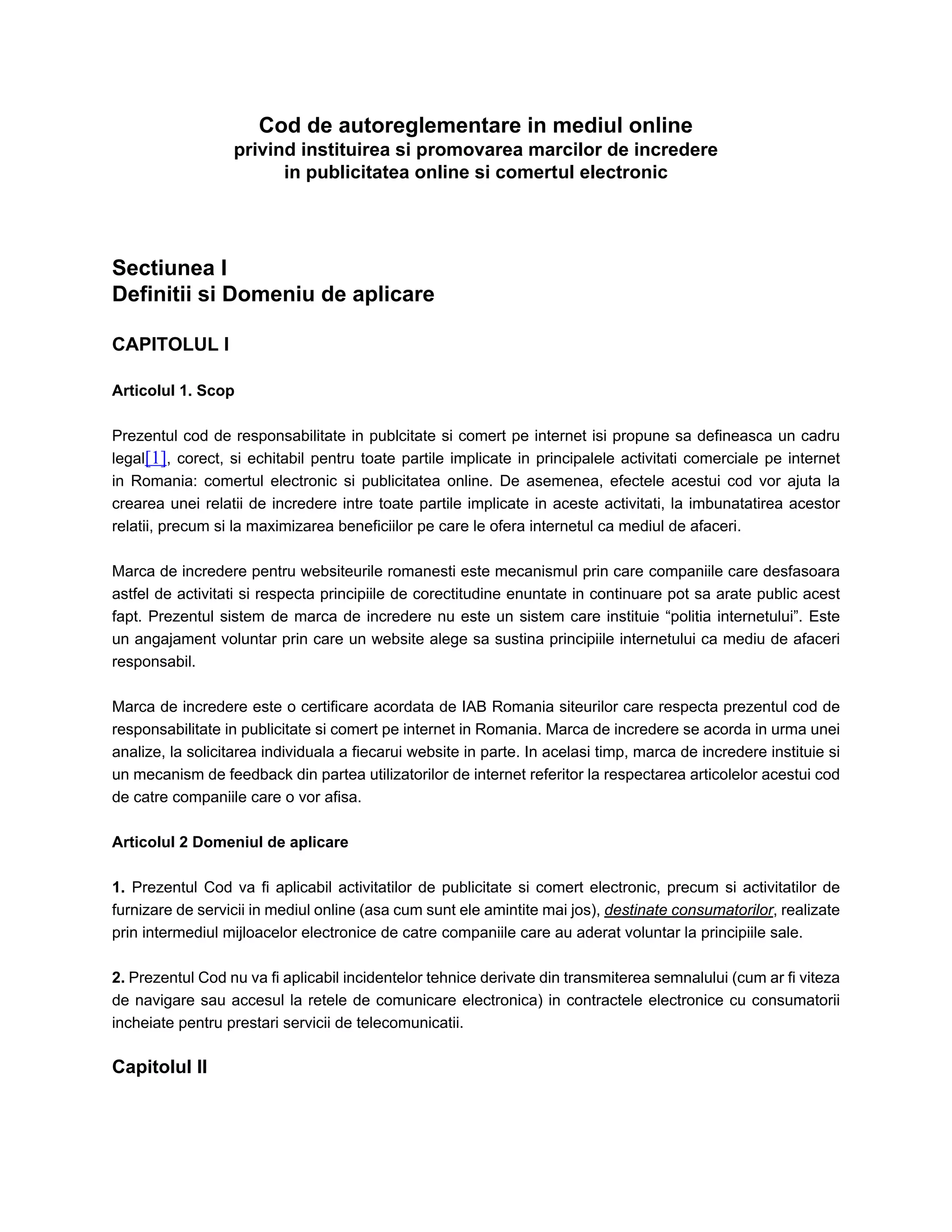 Codul de conduita propus de IAB Romania | PDF