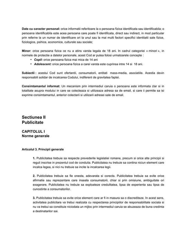 Codul de conduita propus de IAB Romania | PDF