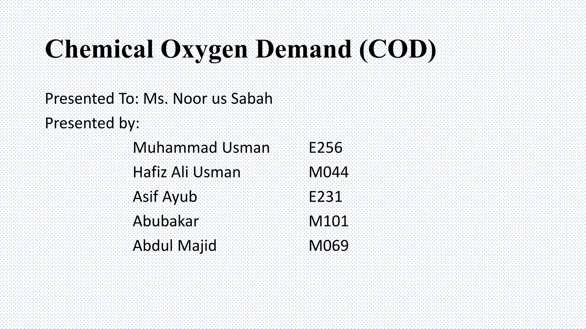 Chemical oxygen demand | PPTX