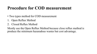 Chemical oxygen demand | PPTX