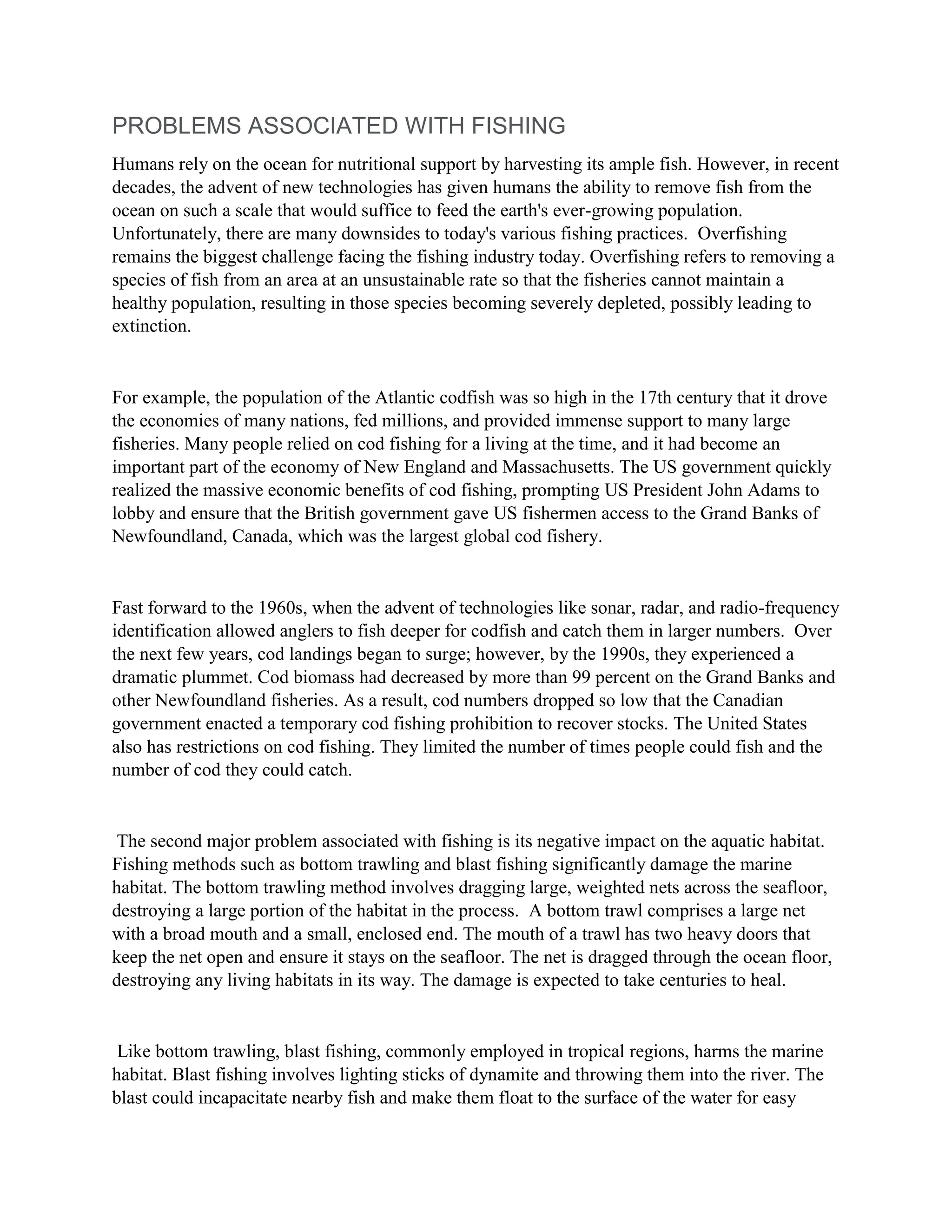 Cod Fishing and the Associated RISKS.... | PDF