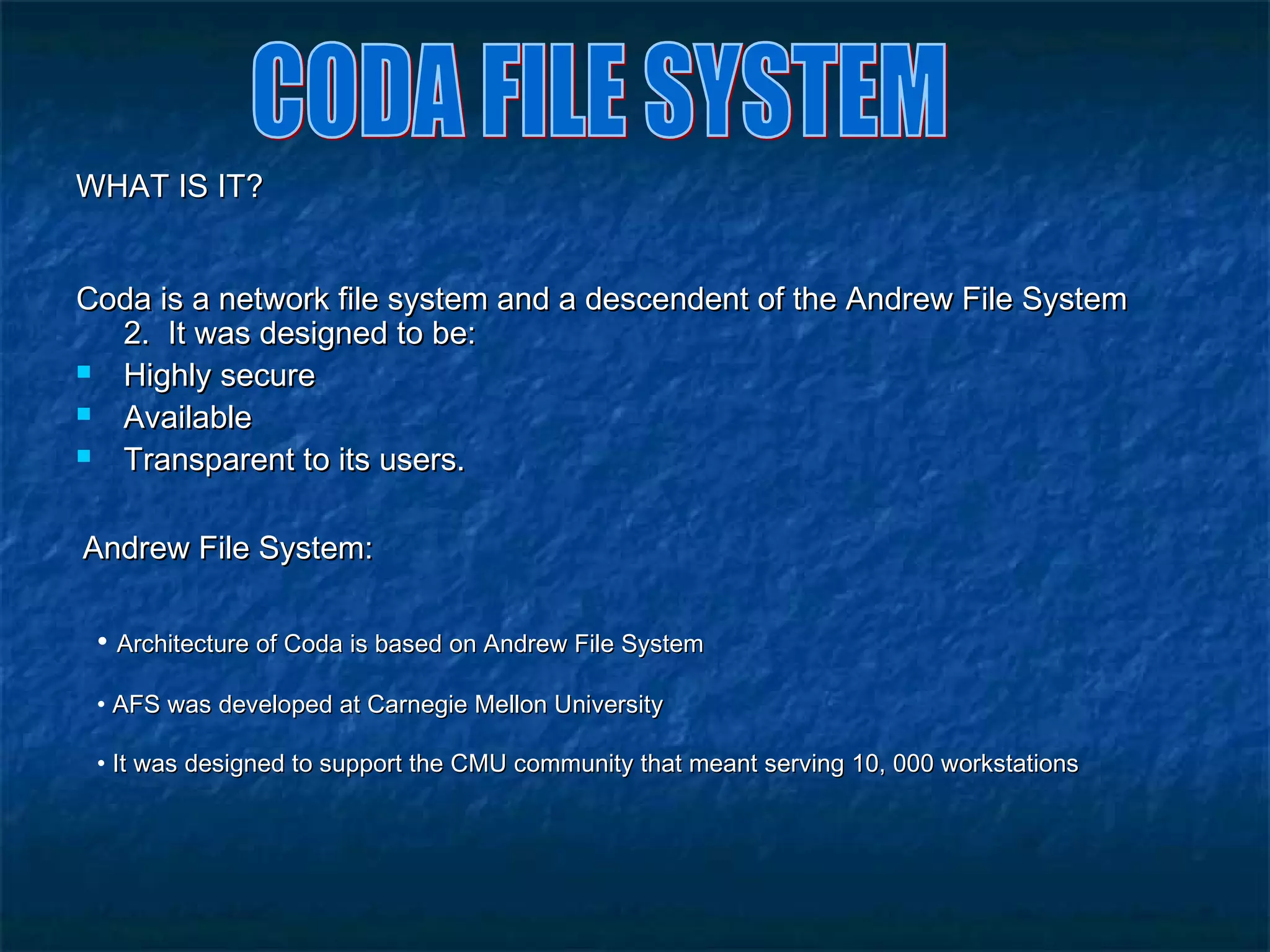 Coda file system tahir | PPT