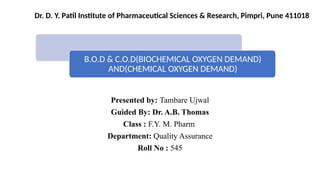 COD and BOD ppt hazards and safety management | PPTX