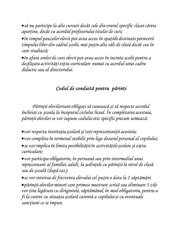 Cod conduita elevi, parinti | PDF