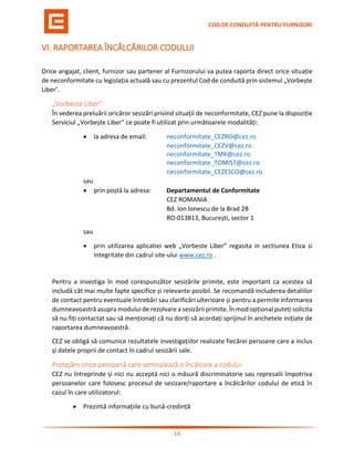 Cod de conduita furnizori CEZ | PDF