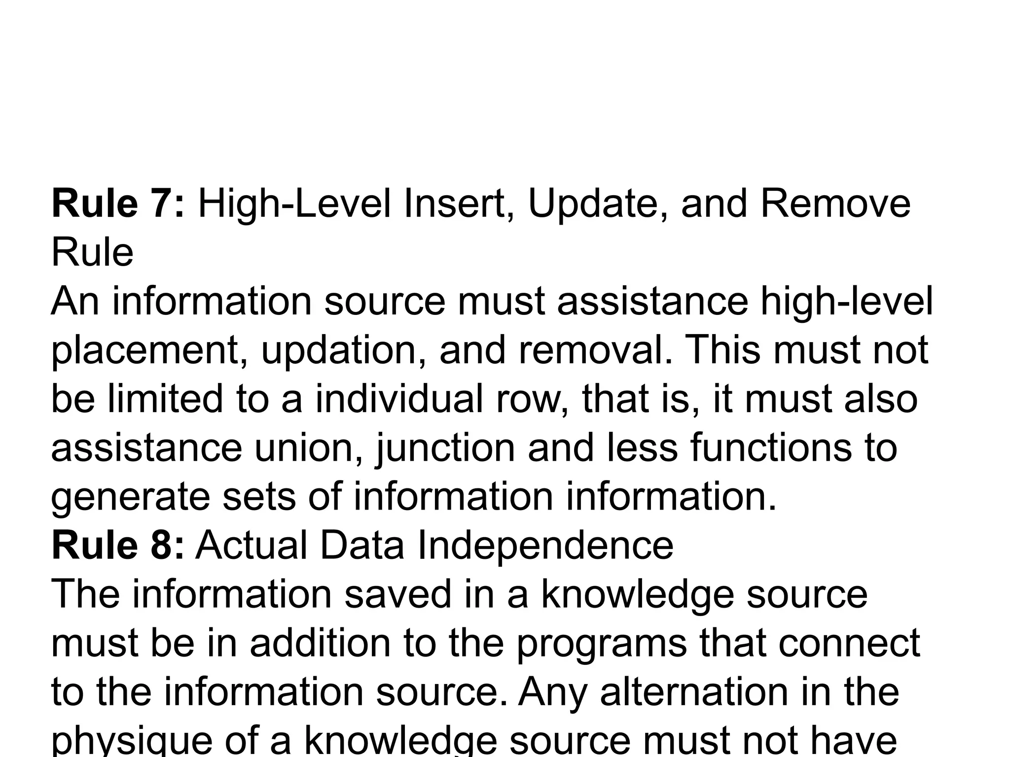 Codd rules | PPTX | Databases | Computer Software and Applications