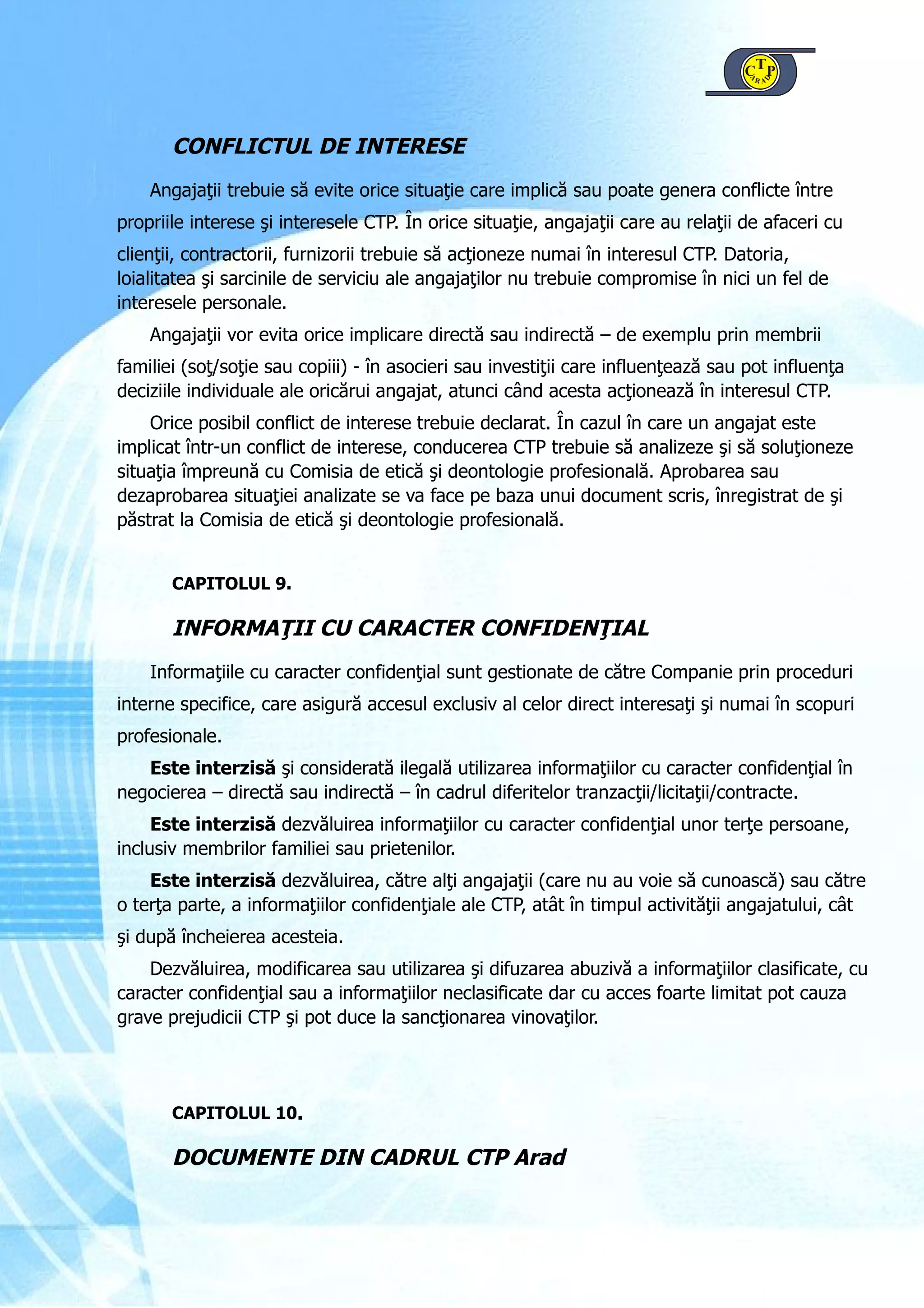 Cod de conduita etica ctp | PDF