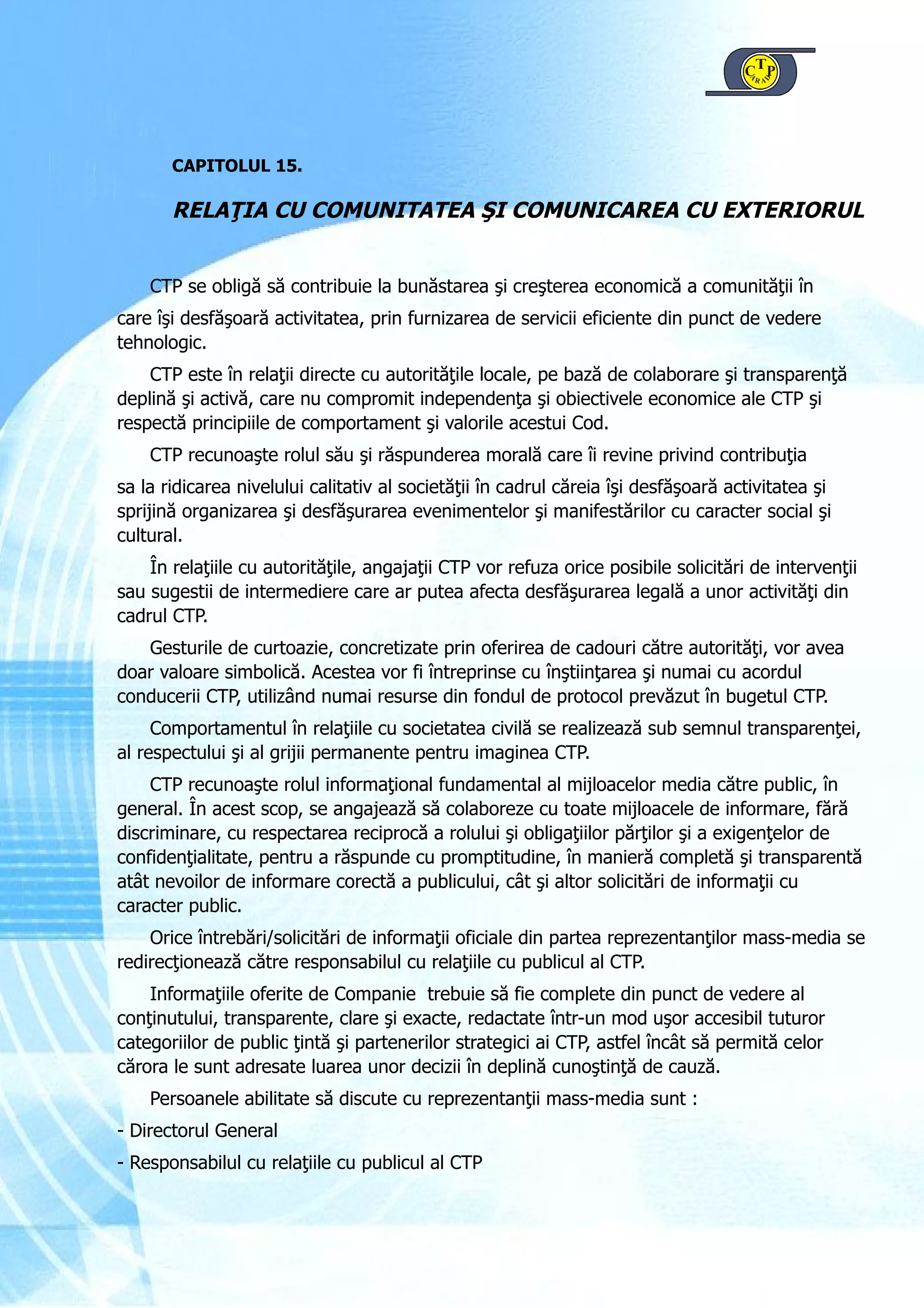 Cod de conduita etica ctp | PDF