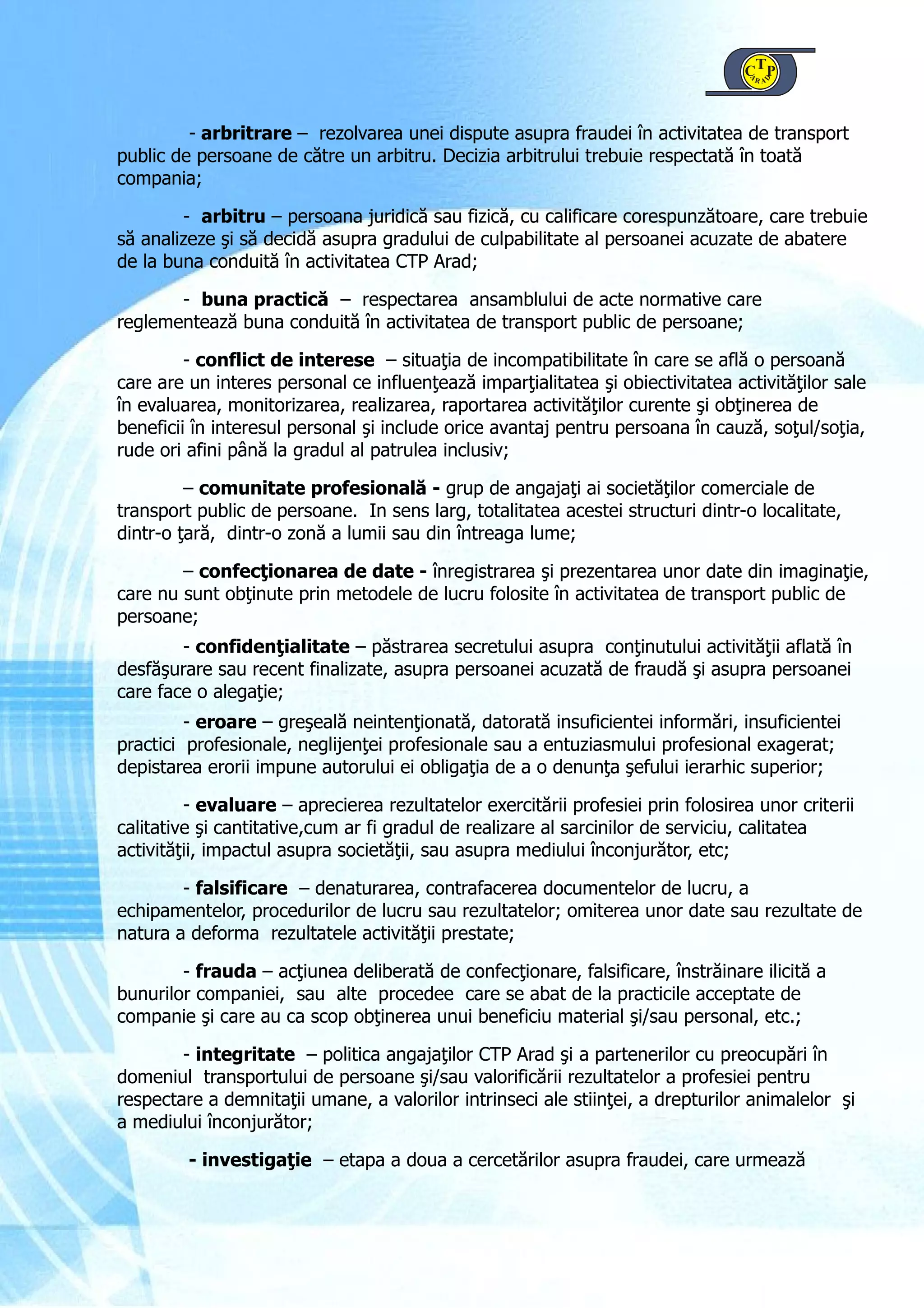Cod de conduita etica ctp | PDF