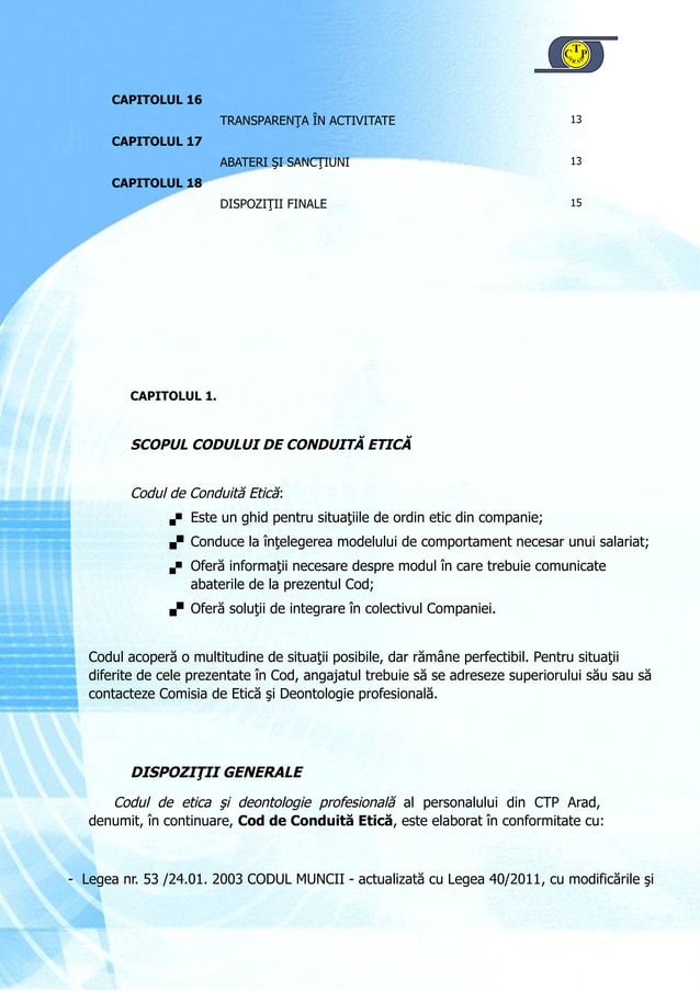 Cod de conduita etica ctp | PDF