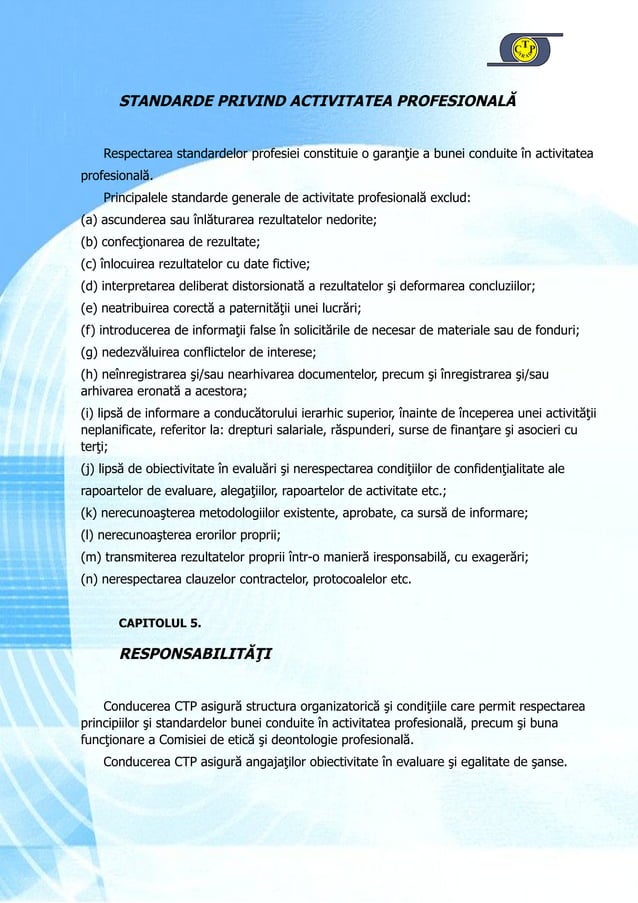 Cod de conduita etica ctp | PDF