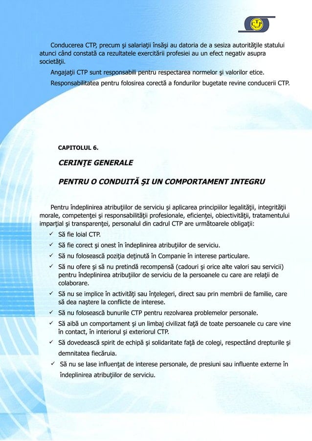 Cod de conduita etica ctp | PDF