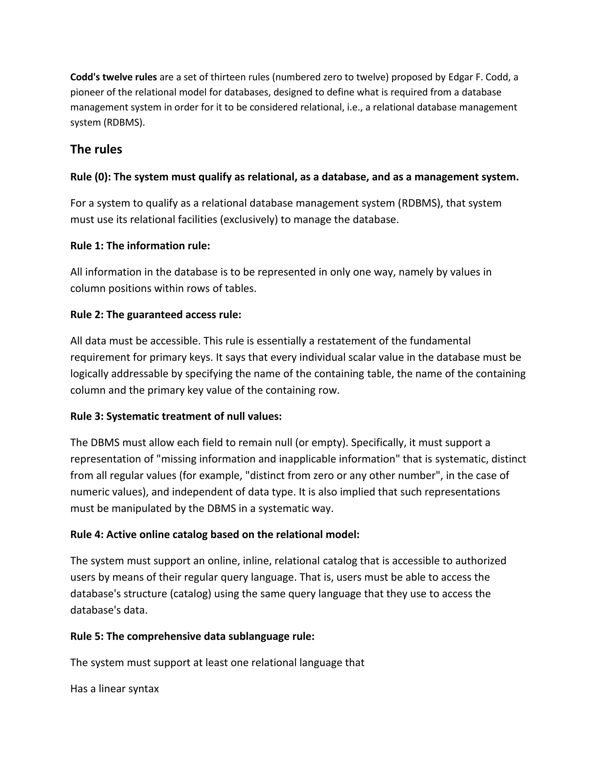 Codd rules | DOCX