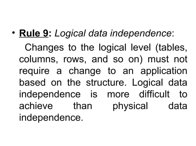 Codd's rules | PPT | Databases | Computer Software and Applications
