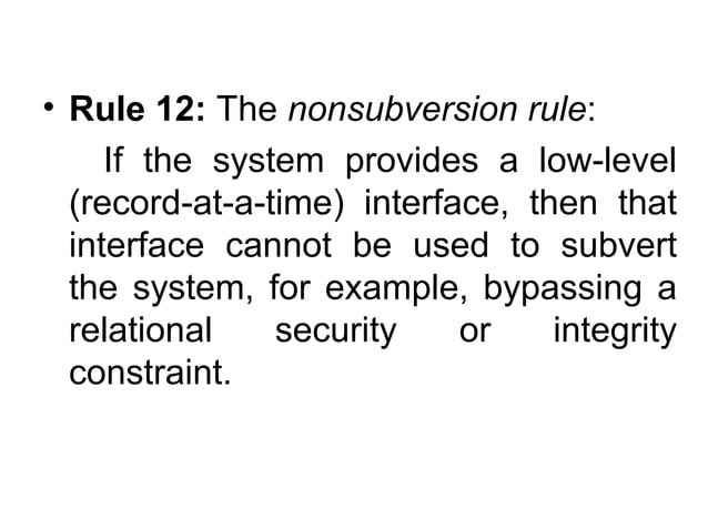 Codd's rules | PPT | Databases | Computer Software and Applications