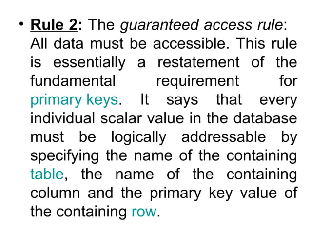 Codd's rules | PPT | Databases | Computer Software and Applications