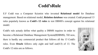 Codds rules & keys | PPTX