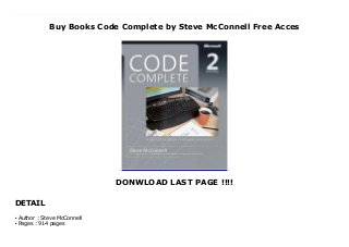 Buy Books Code Complete by Steve McConnell Free Acces