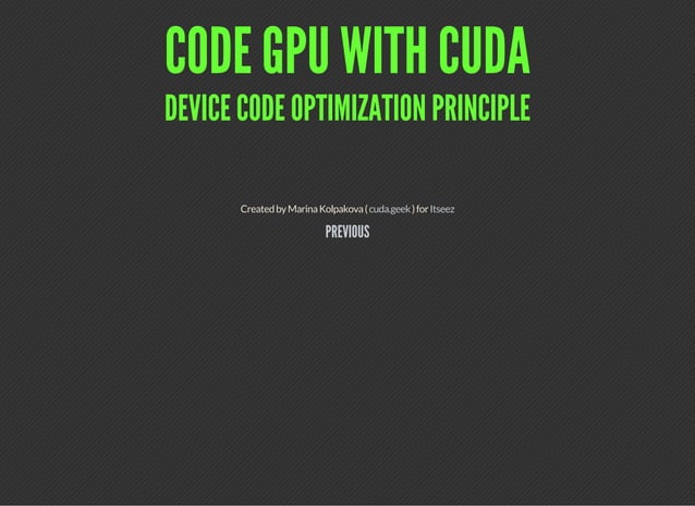 Code Gpu With Cuda Device Code Optimization Principle Ppt