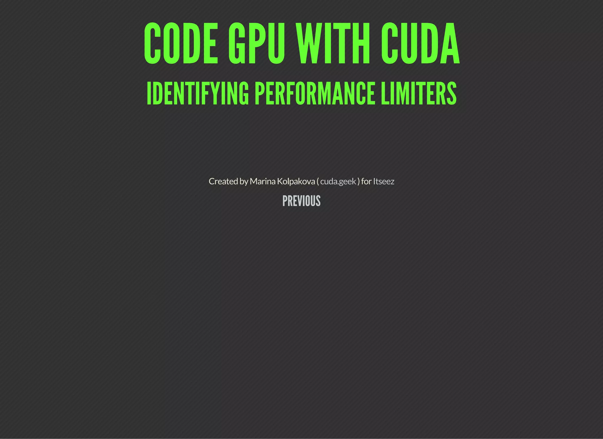 Code GPU with CUDA - Identifying performance limiters | PPT Code GPU with CUDA - Identifying performance limiters | PPT