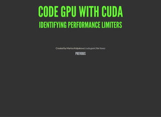 Code GPU with CUDA - Identifying performance limiters | PPT