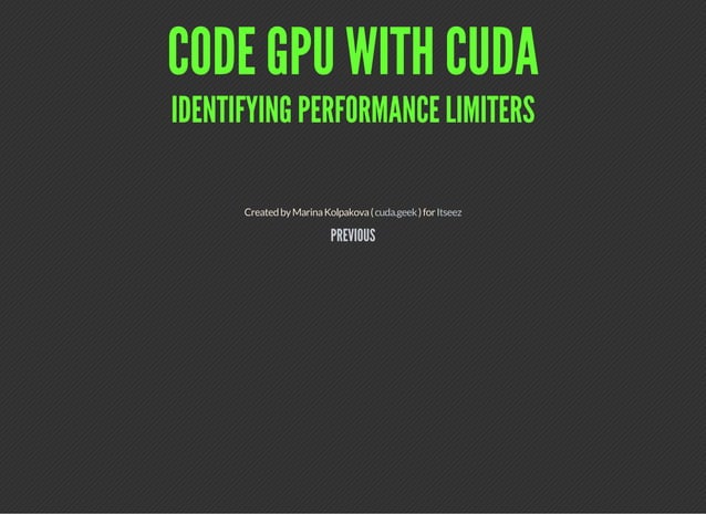 Code GPU with CUDA - Identifying performance limiters | PPT | Free Download