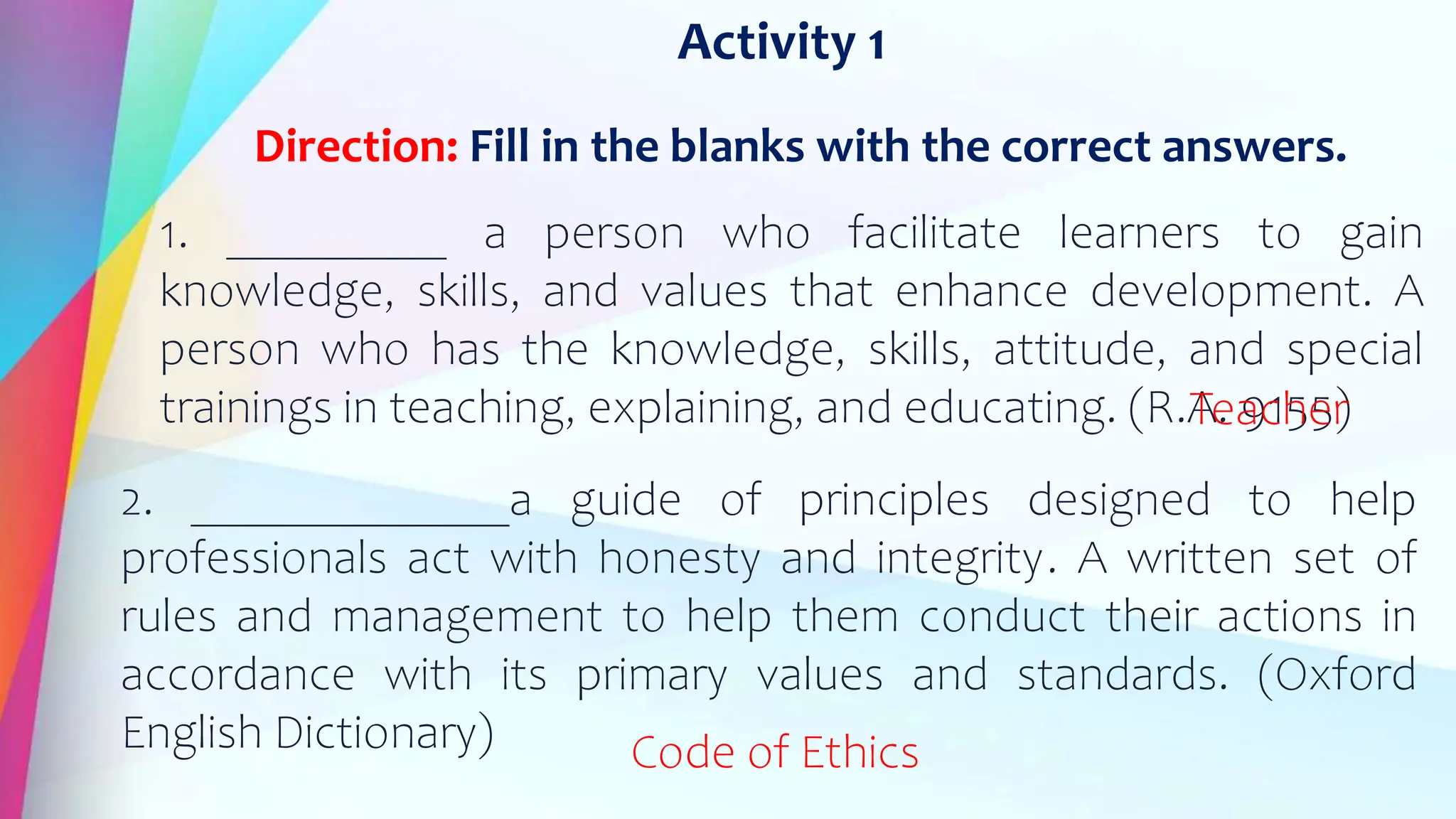 CODE-OF-ETHICS for Professional Teachers | PPTX | Professional School ...