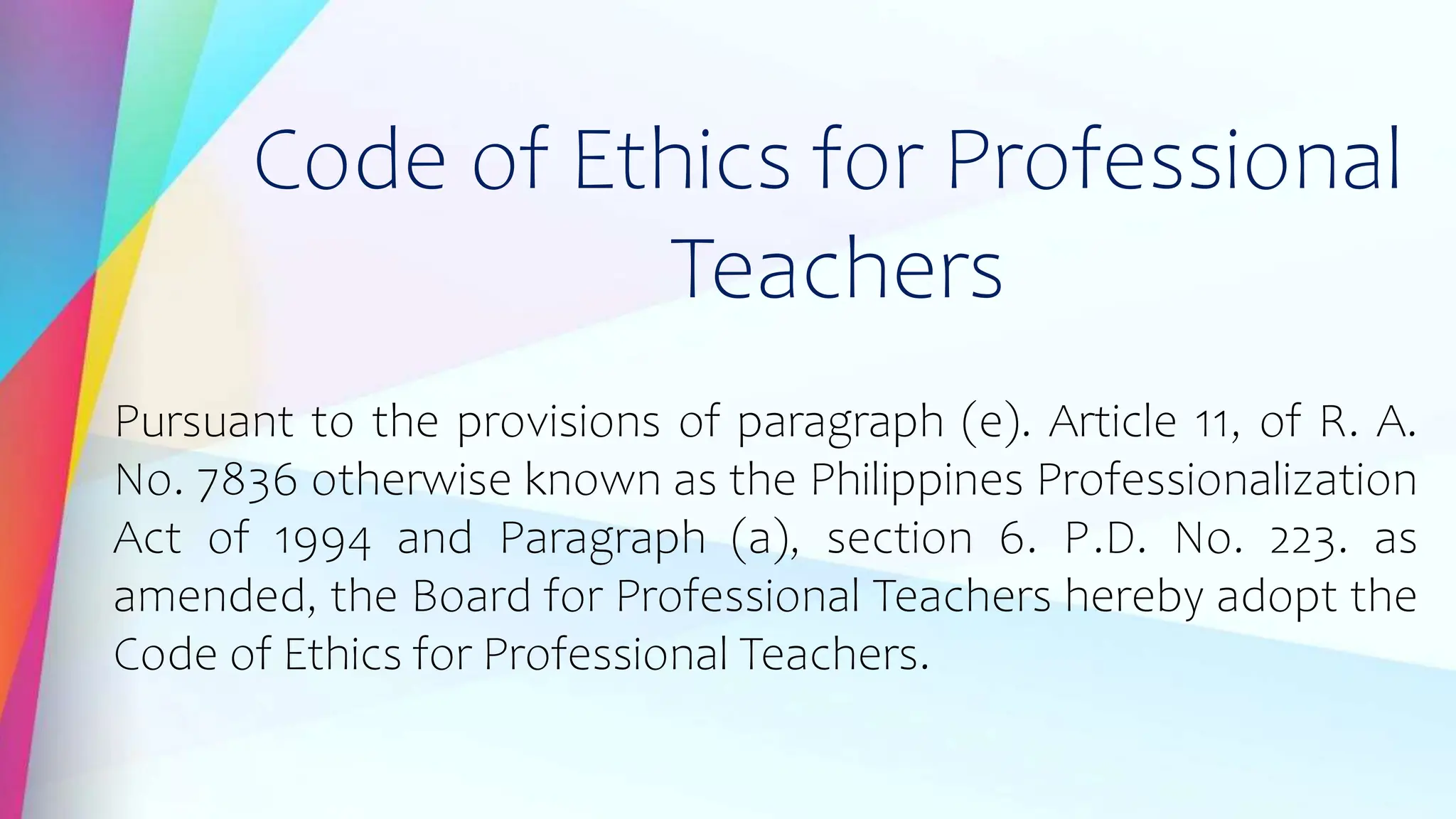 CODE-OF-ETHICS for Professional Teachers | PPTX