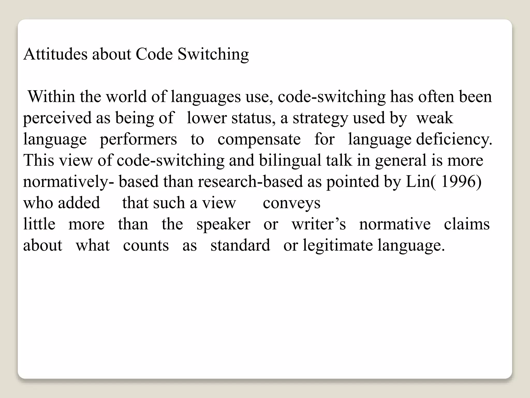 Code switching-reason | PPTX