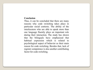 Code switching-reason | PPTX