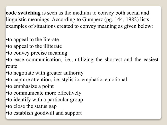 Code switching-reason | PPTX | Programming Languages | Computing