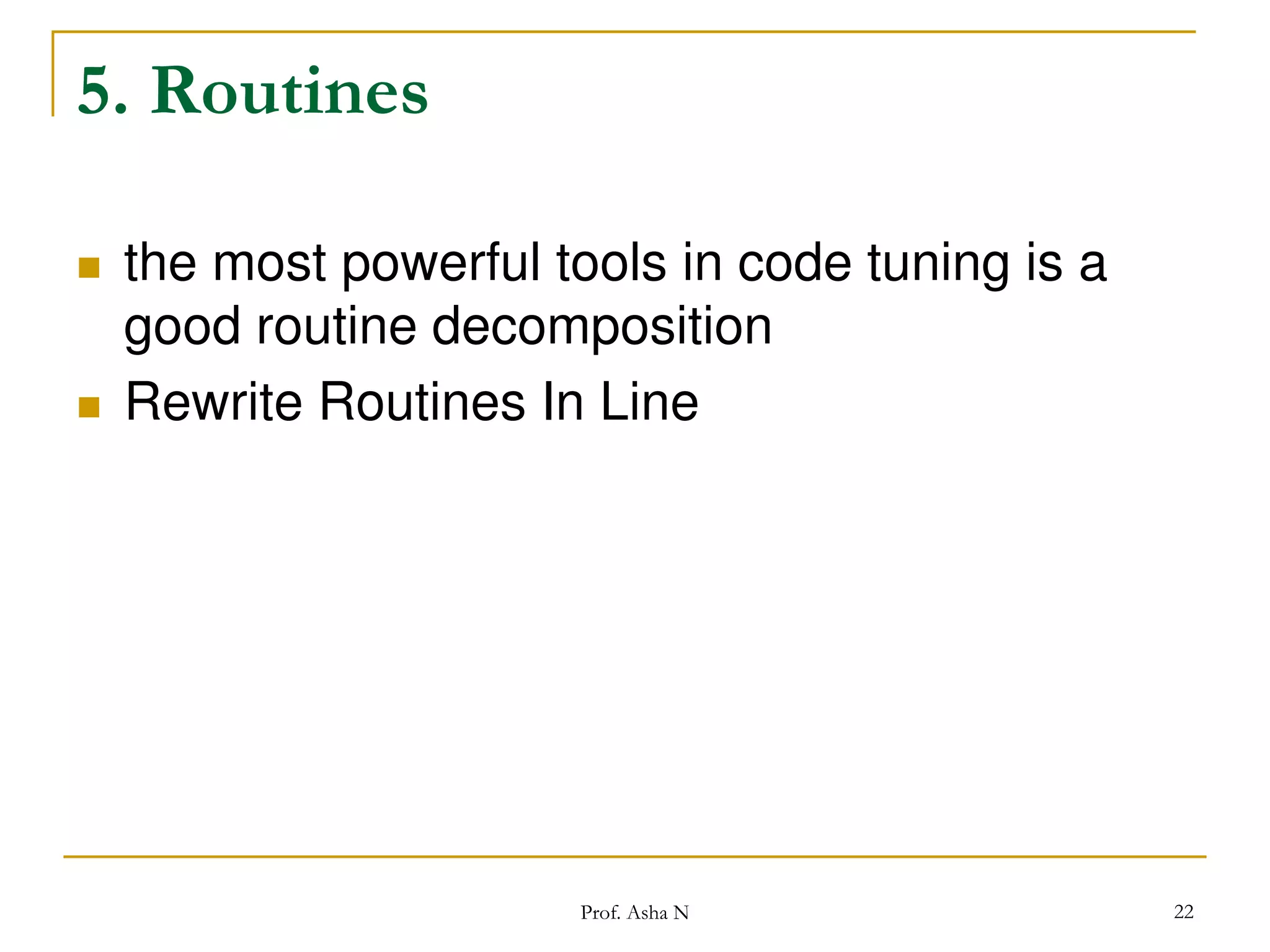 Code tuning techniques | PDF | Programming Languages | Computing Code tuning techniques | PDF | Programming Languages | Computing