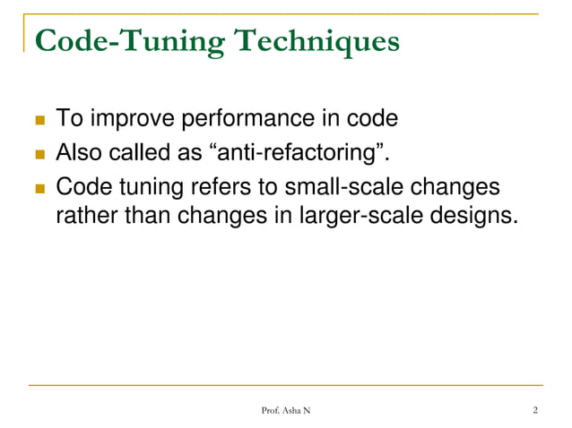 Code tuning techniques | PDF | Programming Languages | Computing