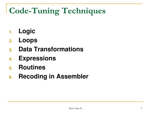 Code tuning techniques | PDF | Programming Languages | Computing