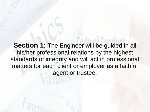 Code of Ethics & Code of Conduct as a Profesional Engineer | ODP