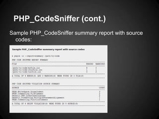 Code analysis tools (for PHP) | PPTX | Programming Languages | Computing